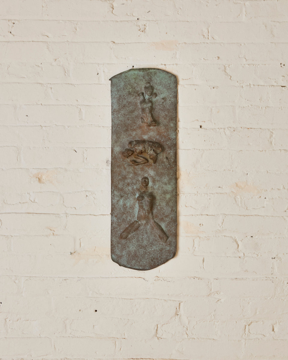UNTITLED FIGURAL PATINATED COPPER WALL SCULPTURE BY ROBERT GRAHAM ...
