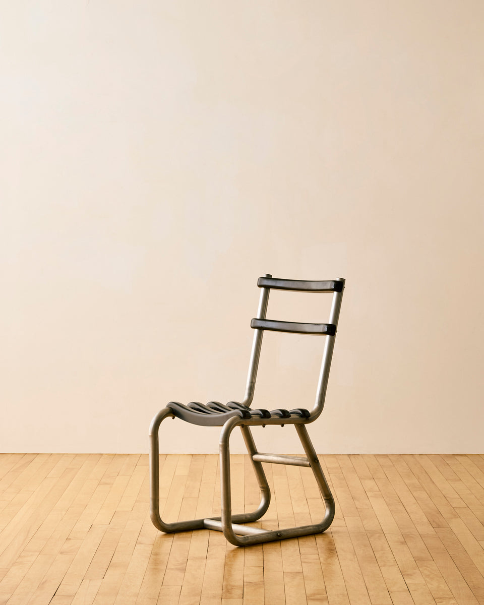 ARTIST MADE ALUMINUM AND WOOD SLAT CHAIR – Somerset House