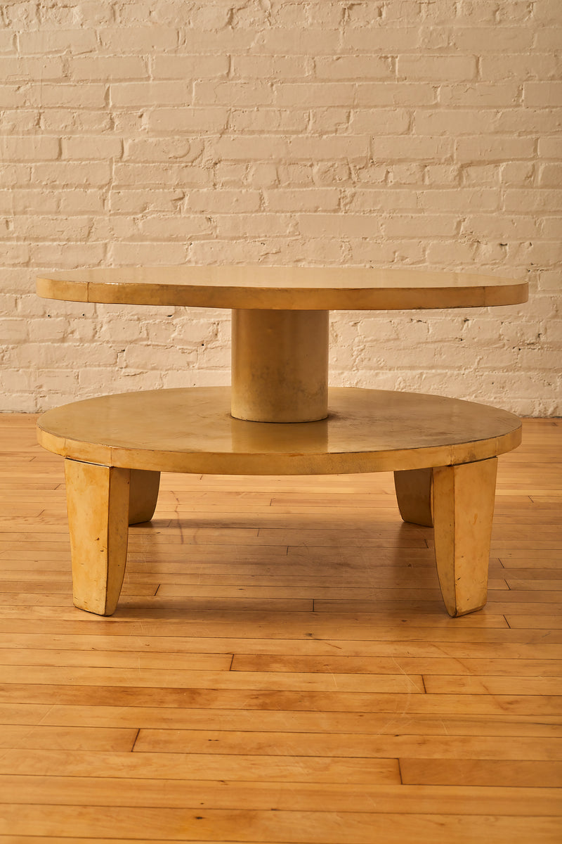 Two Tier Round Side Table in Goat Skin – Somerset House