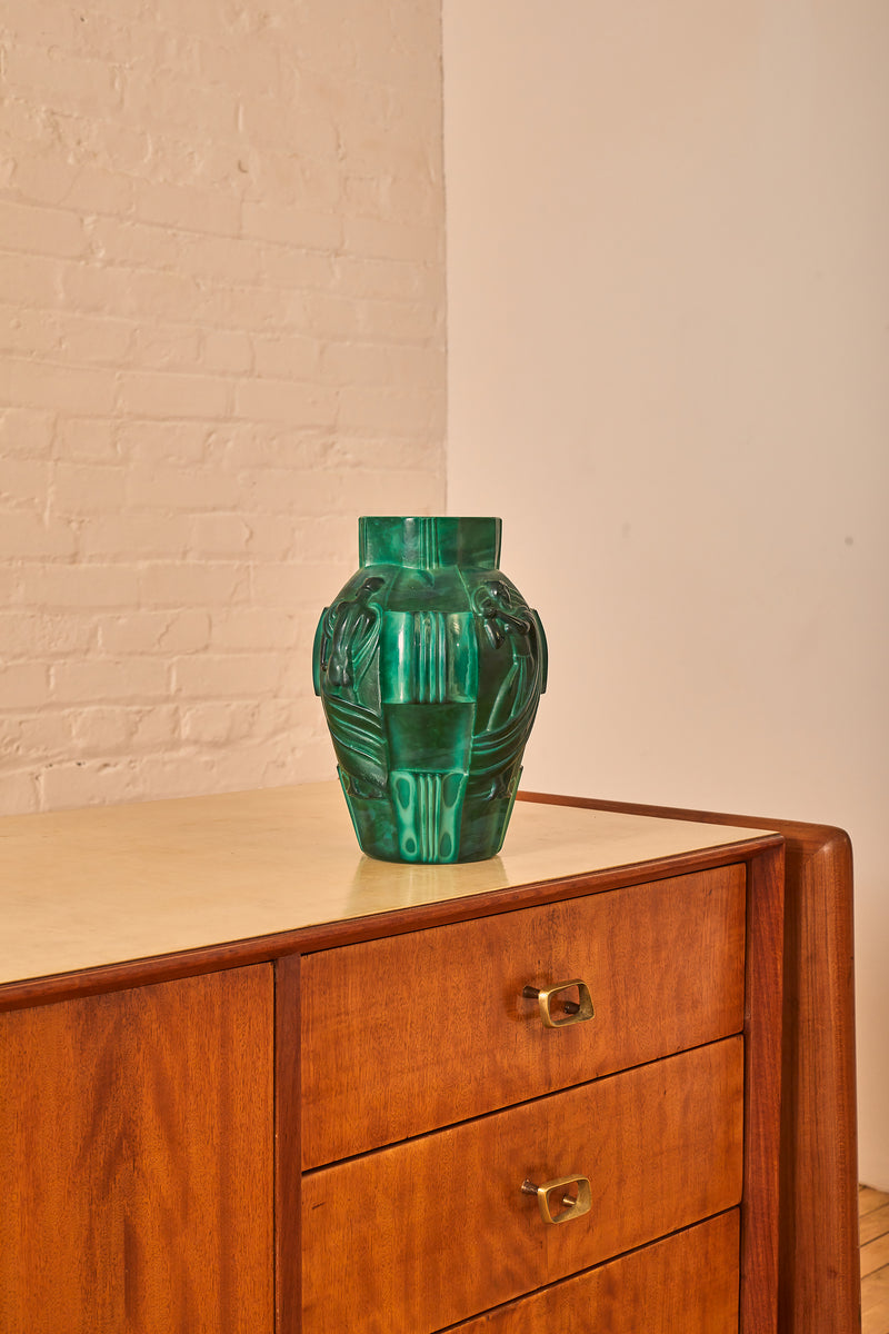 FRENCH BOHEMIAN MALACHITE GLASS VASE – Somerset House